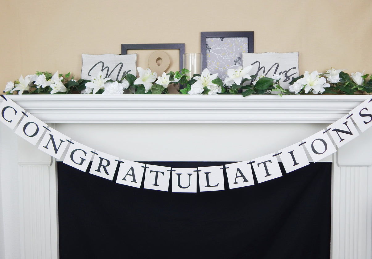 Congratulations Banner - Wedding, Engagement Party, Graduation Decor ...