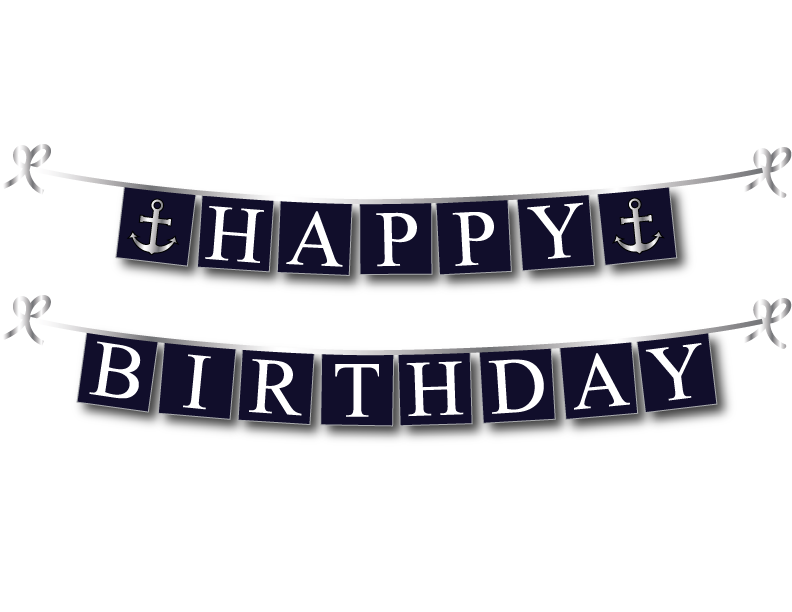 Printable Nautical Happy Birthday Banner with Anchors - DIY Party Decor ...