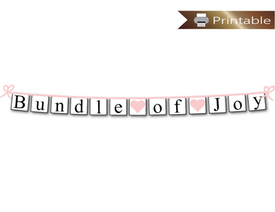 Bundle of Joy Printable Banner - Girls Baby Shower Decoration ...
