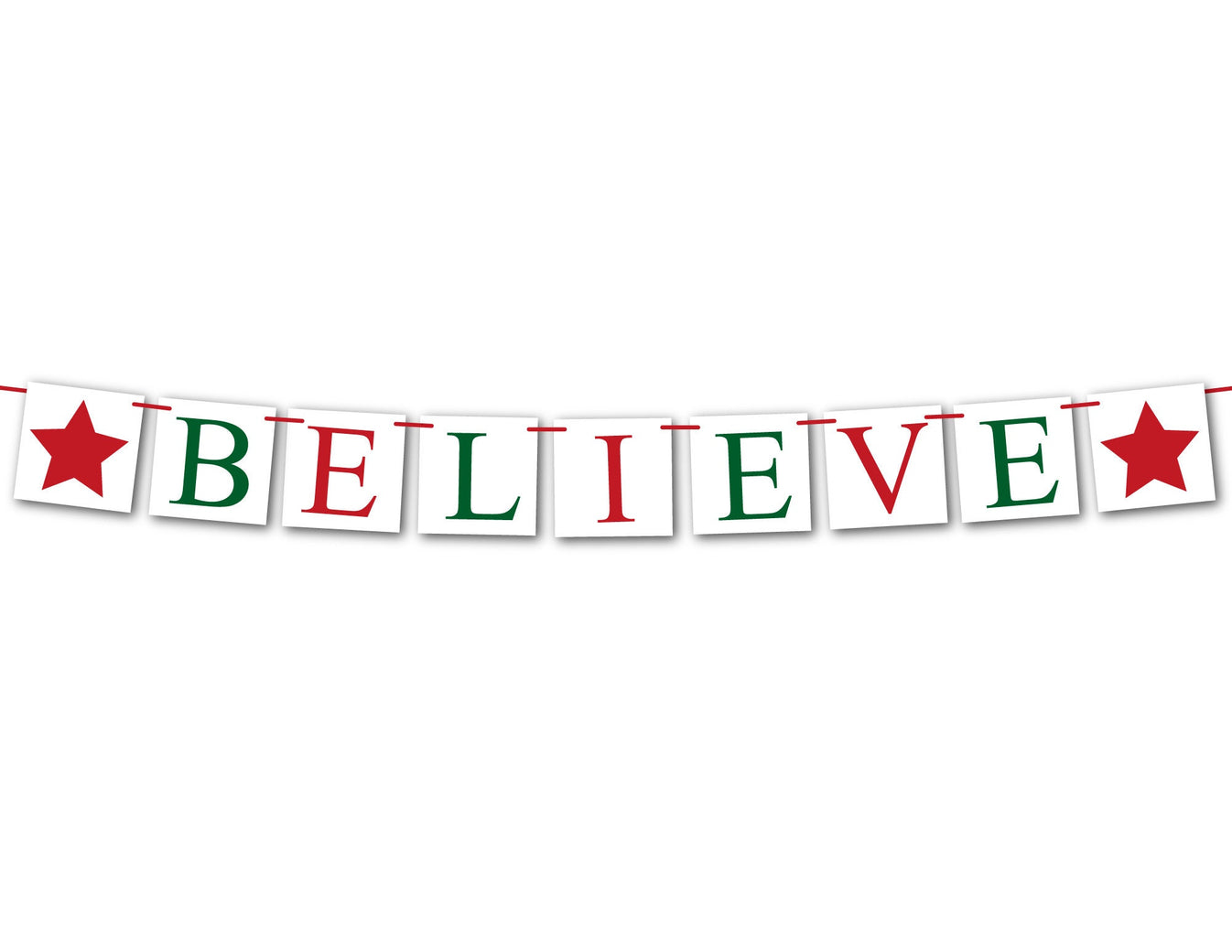 PRINTABLE believe banner with stars, instant download christmas garlan ...