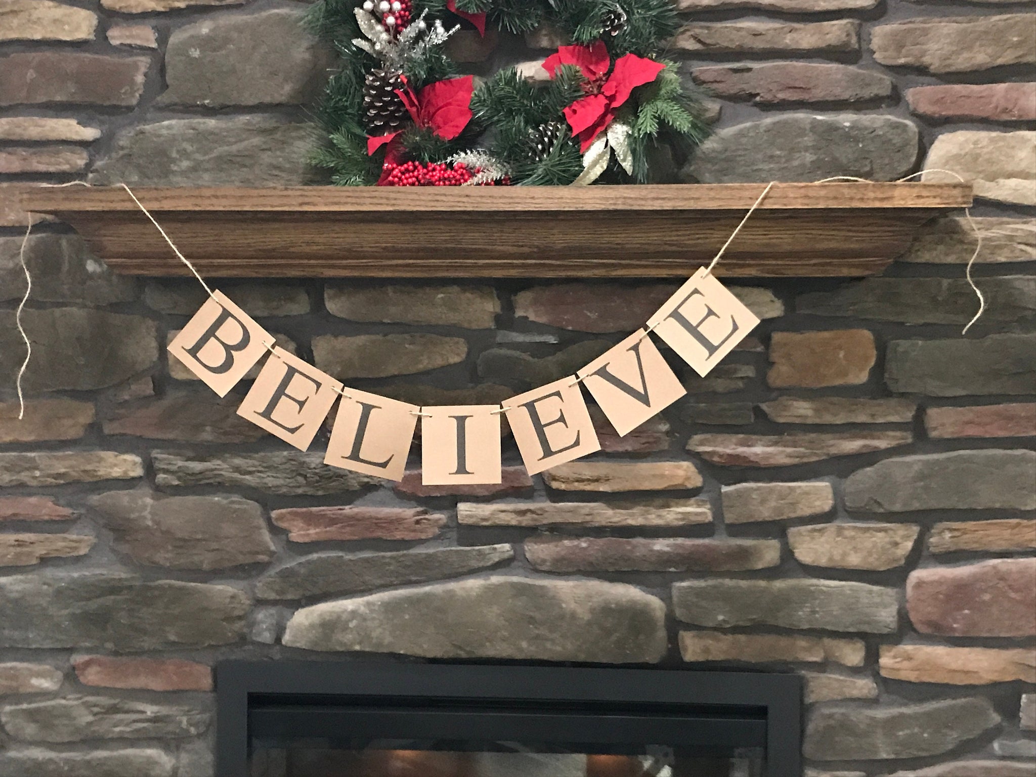 Rustic Believe Banner - Country Farmhouse Holiday Decor - Christmas ...