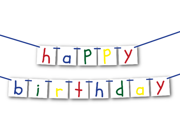 Colorful Printable Happy Birthday Banner - DIY Crayon Writing Banner ...